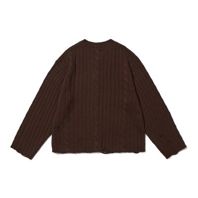 pacshop蝙蝠巧克力羊毛麻花开衫