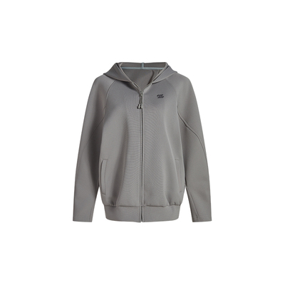 VIZA VIZA 秋季新款通勤休闲连帽拉链卫衣百搭灰色短外套女