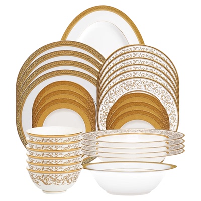 Noritake则武轻奢金边餐具套装