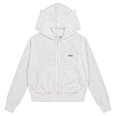 美式Y2K星星镂空薄款短连帽外套