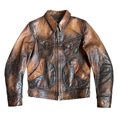 刺度复古做旧立领机车夹克