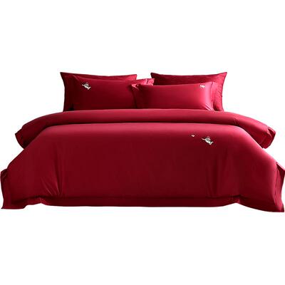 水星家纺100S长绒棉婚庆四件套