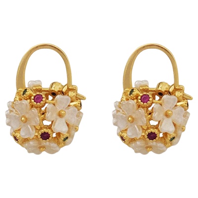 轻奢高定饰品欧美ins花篮造型耳环复古高级感轻奢花朵耳饰ks耳环