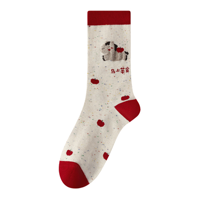 2026新年属马送礼纯棉堆堆长袜