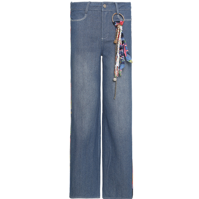 rucoline高腰阔腿裤长裤撞色