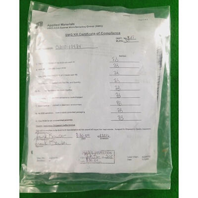 AMAT 024018484 SMG Kit Certificate of Compliance NEW