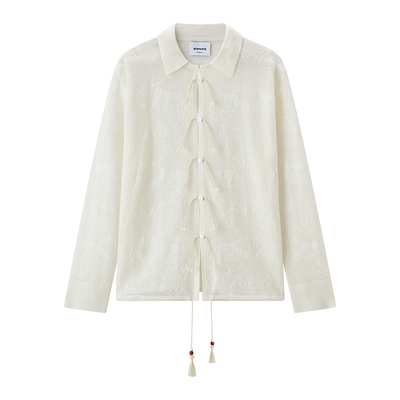 ALWOOLS早春蕾丝飞鸟针织开衫