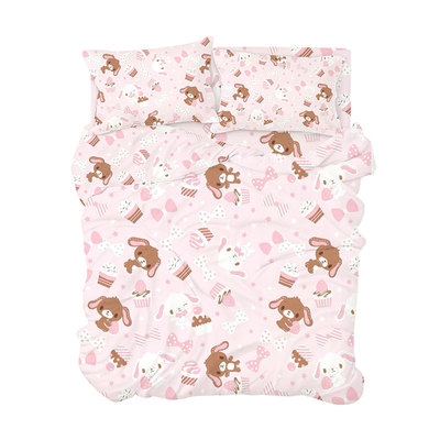 甜点兔双面印花锦棉少女心四件套