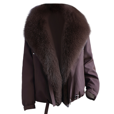 正品牌超大毛领鹅绒羽绒服外套