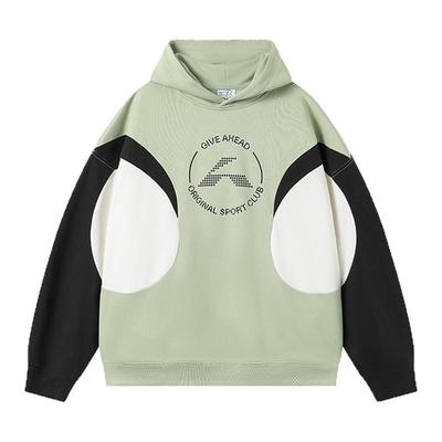 RASS撞色弧形拼接解构连帽卫衣 潮牌潮流秋季重磅情侣休闲帽衫男