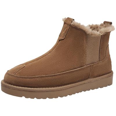 热风男鞋冬季新款男士时尚棉靴松紧带加绒保暖套筒雪地靴子