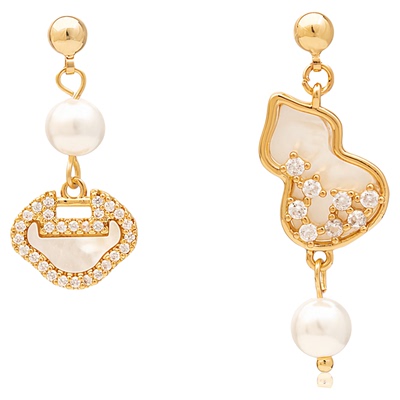 IPINK复古国风不对称葫芦耳钉