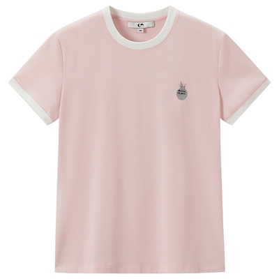 COMME MOI吕燕设计师春夏女装短袖撞色花瓶刺绣T恤