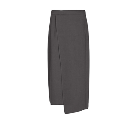 LESS绵羊毛腰裙女简约气质干练高腰不规则中长款半身裙2M9D11110