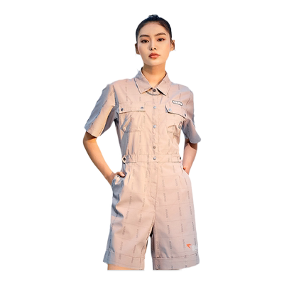 Kappa卡帕Mars女纯色透气休闲运动短袖衬衫短裤连体服K0C42FL20F