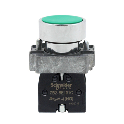 施耐德绿色复位平头按钮开关