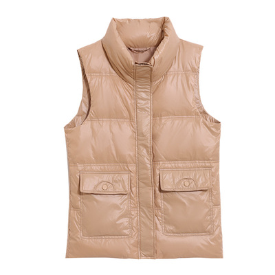 羽绒马甲女外穿短款2025年秋冬季新款马夹宽松轻薄羽绒服背心外套