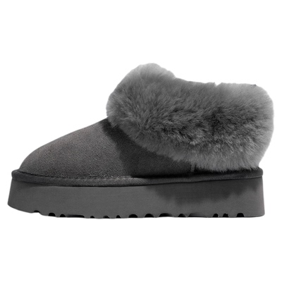 巨好看~8cm厚底雪地靴灰色女款