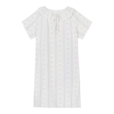 Sinbounboun竖条纹肌理碎花睡裙