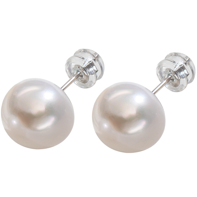 南珠宫耳钉925银淡水珍珠