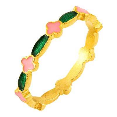 诗普琳幸运四叶草黄金戒指