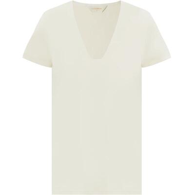 COCOBELLA精致V领白色短袖T恤