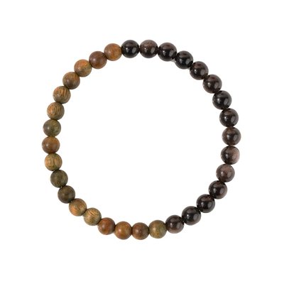 黑曜石绿檀木双圈手串五行补木水