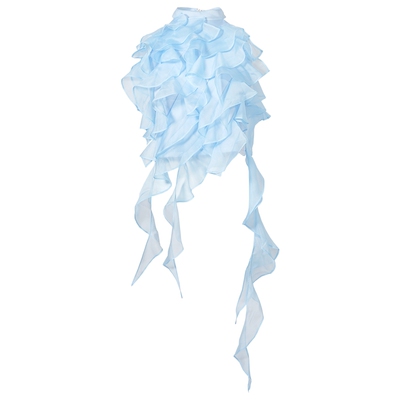 snsr蓝色波浪纹设计师款无袖上衣