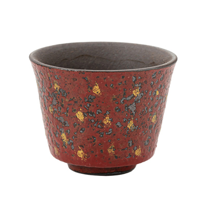 老岩泥铁红釉粗陶品茗杯