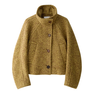 NMORE设计师品牌 25冬季新款 栗棕咖骆马绒羊毛短款立领外套