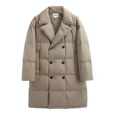 高蓬松白鹅绒双排扣中长款羽绒服