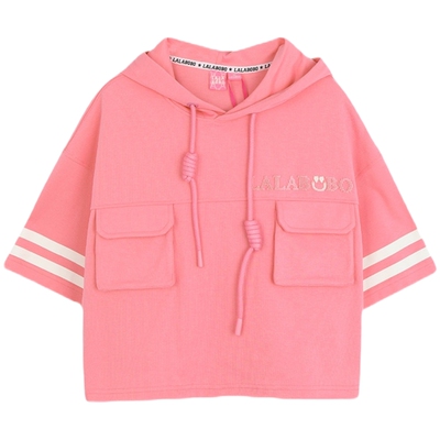 lalabobo2023古老花短袖连帽卫衣