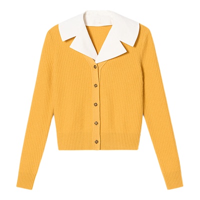 【1996系列】YINER音儿2026春季新款撞色翻领羊毛羊绒混纺针织衫