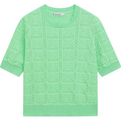 播小香风针织衫女夏季气质复古镂空薄款短袖上衣DDR2SD5403