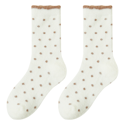 moremoli女士波点花边澳绒保暖袜