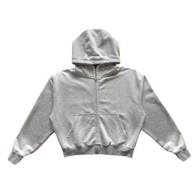 轻微磨毛开衫复古水洗卫衣短款