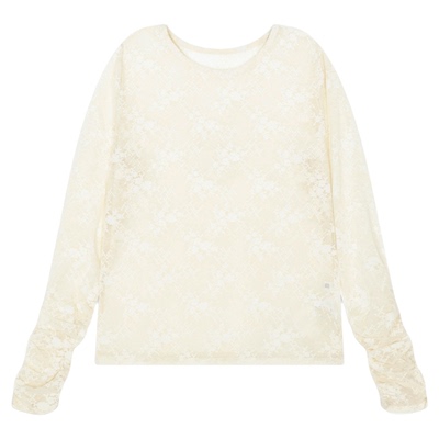 LOWRYS FARM蕾丝衫女2026夏季新款修身蕾丝透视长袖上衣657325