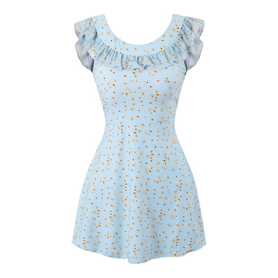 连体裙式保守显瘦少女泳衣新款