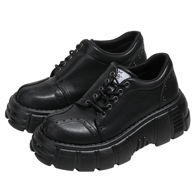 复古厚底鞋百搭学院风增高小皮鞋