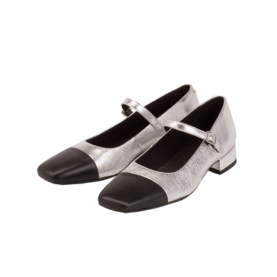 Vagabond DEBBI女士方头拼色玛丽珍鞋法式单鞋银色2025春夏