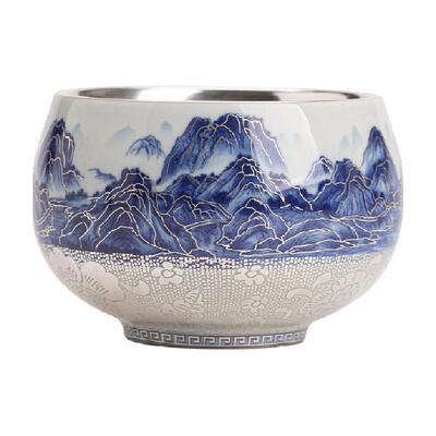 苏氏陶瓷鎏银千里江山国风茶杯