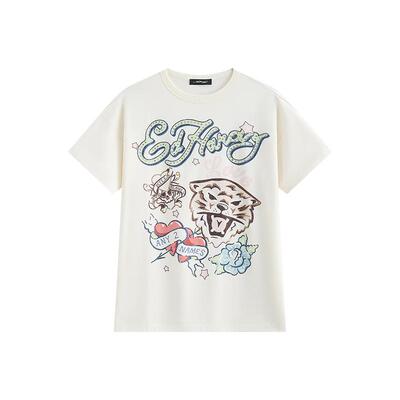 EdHardy女士数码印烫钻圆领T恤