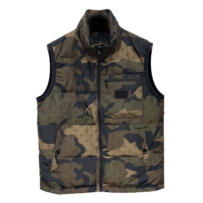 合身版立领羽绒马甲迷彩色老花色