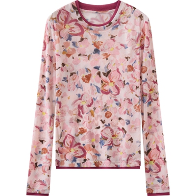 播商场同款晕染印花打底长袖T恤女气质上衣26春新款BDT1YD1222