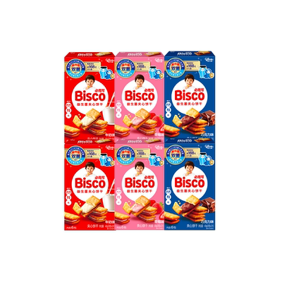 格力高bisco必思可双菌饼干格力高GCL1815牛奶草莓巧克力味6盒