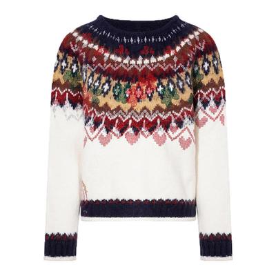 TCH慵懒提花费尔岛复古毛衣女2025冬季新款烫钻针织衫T75D09E1259