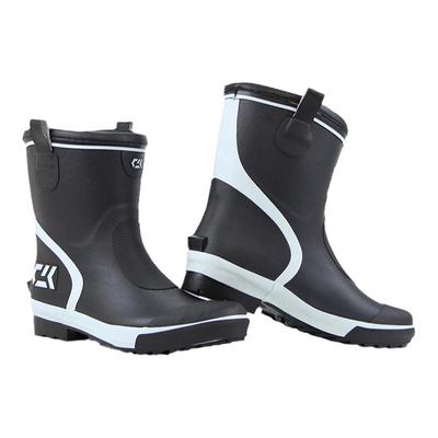 男士拼色中筒平底防水夹板鞋胶靴