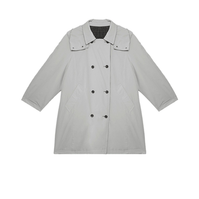 全羊毛 半圆女装[复古]2025秋季宽松休闲连帽翻领双面穿外套女