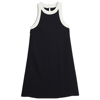 SELLYNEAR黑白拼接无袖连衣裙