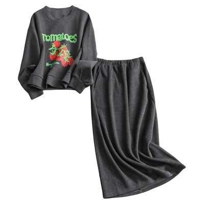 卫衣可配一整套直筒半身裙套装女